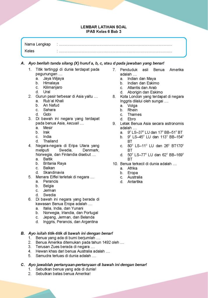Latihan Soal IPAS Kelas 6 Bab 3 - Daring Nur Hidayah Press